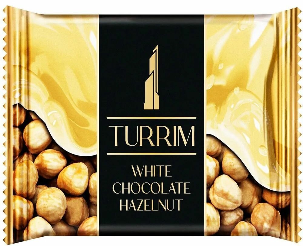 Белый шоколад TURRIM с цельным лесным орехом, 100 гр - 4 шт
