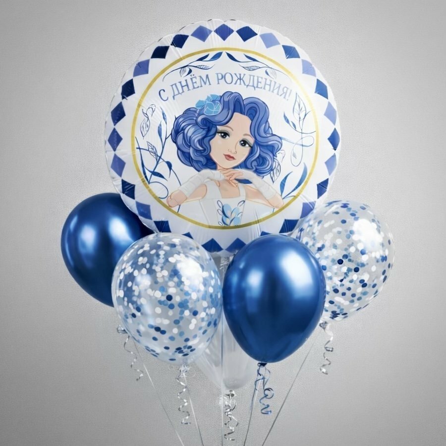 Связка шаров в стиле сказки "Буратино" с Мальвиной