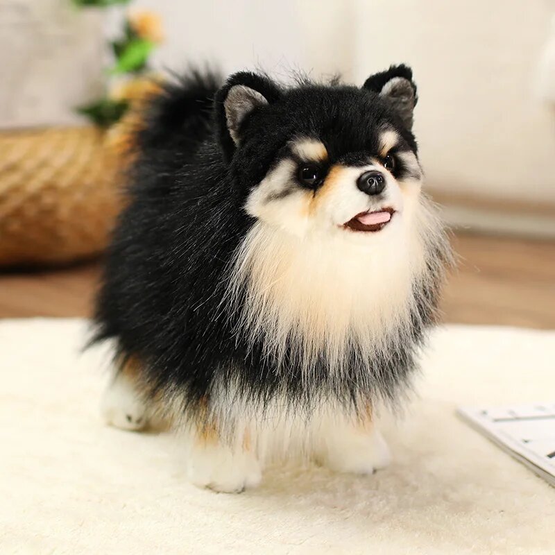 Имитация черного померанского шпица, плюшевые игрушки, мягкие игрушки, милый питомец, пушистый щенок, подушка для сна для детей, девочек