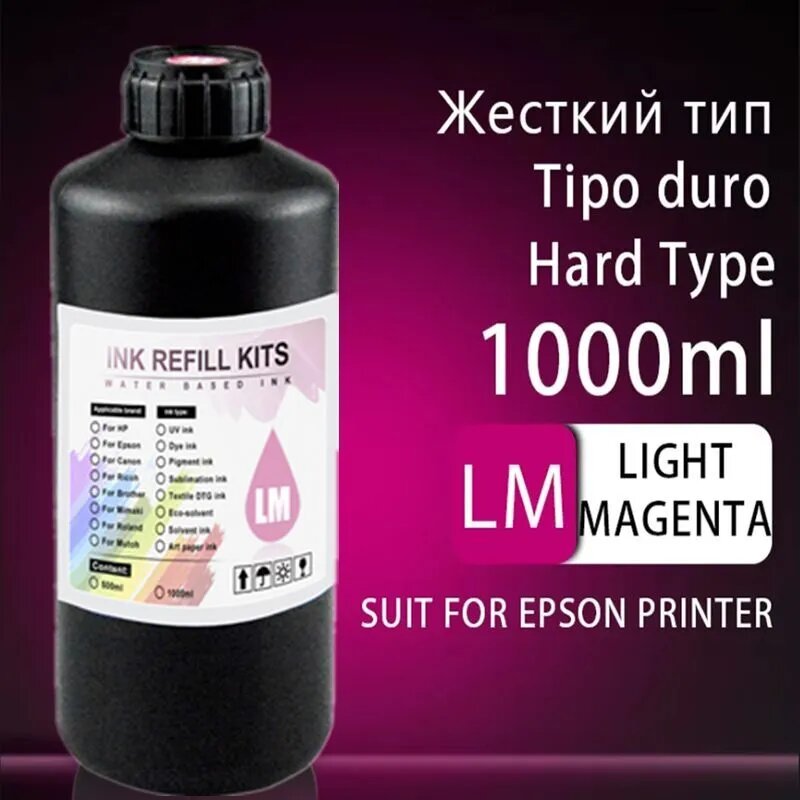Краска полиграфическая Чернила УФ для UV , 1000 ml , принтера Epson L1800 i3200 R330, совместимый, Светло-пурпурный (light magenta), 1 шт