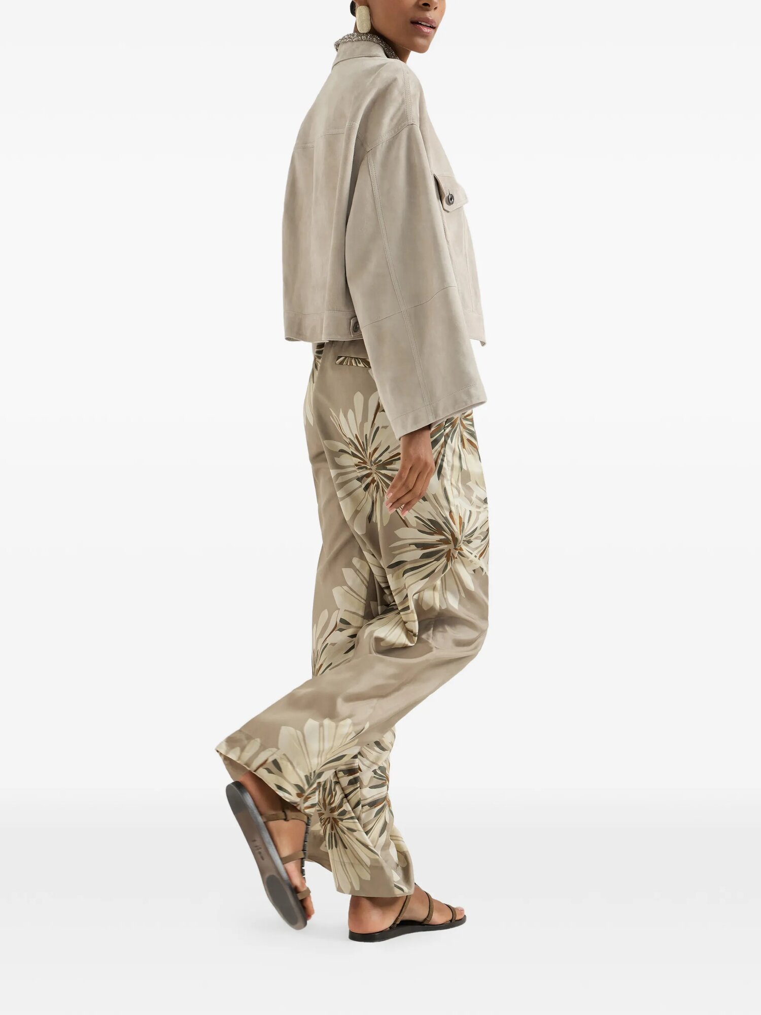 Брюки BRUNELLO CUCINELLI Bloom-print palazzo pants, размер 46, разноцветный — фото 1