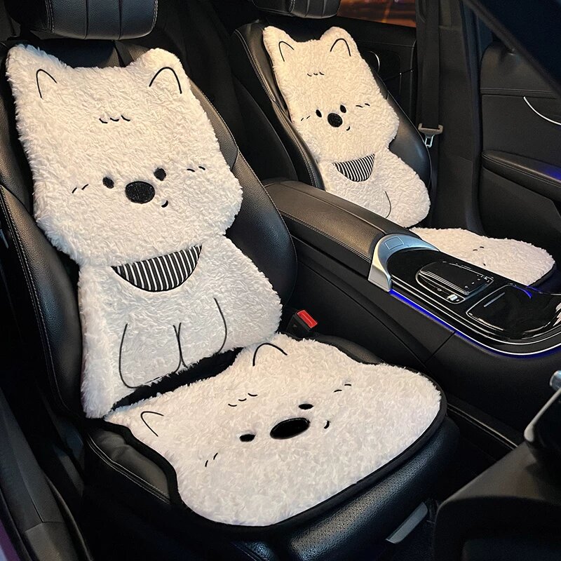 Зимняя накидка на автомобильное сиденье, плюшевая, теплая, женская, с мультяшным рисунком, милый узор «Вест Хайленд»,