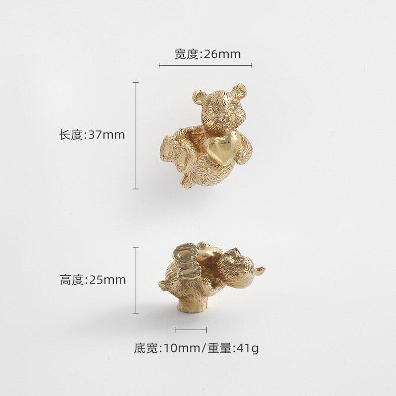 Креативная персональная мебельная ручка из латуни в виде животных: обезьяна, котенок, мышь, медведь, собака, олень, кролик, лошадь