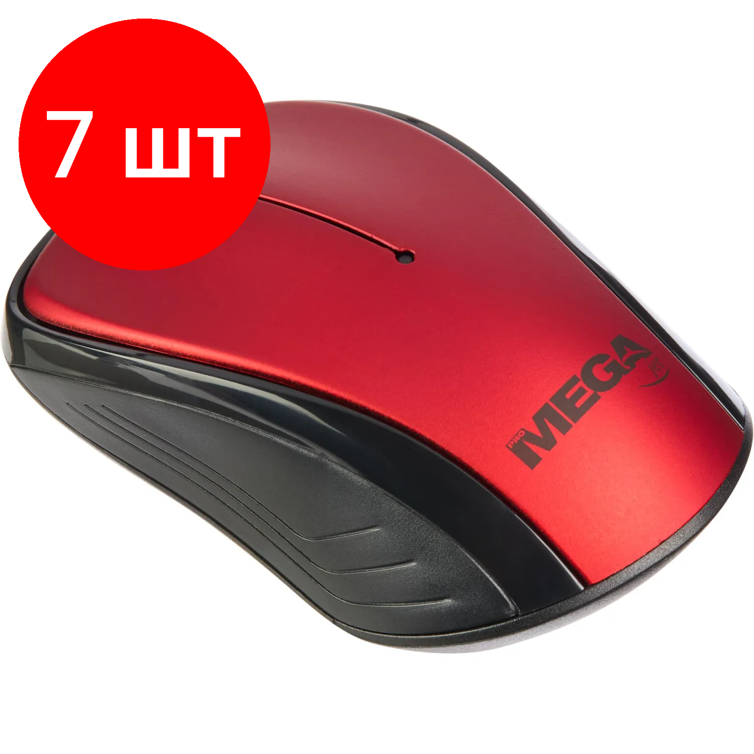 Комплект 7 штук, Мышь компьютерная ProMega jet WM005 USB WLS RT/2 ААА/dpi 1200/3 кн/красный