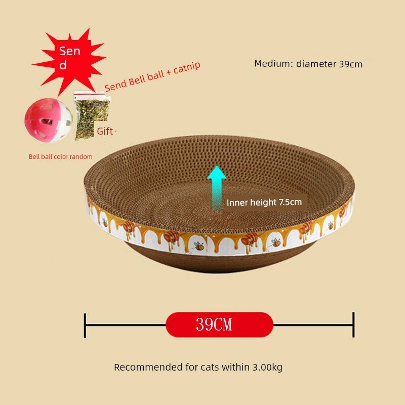 Доска для когтей кошек, очень большая, не оставляющая ворса, износостойкая, в форме чаши, из гофрированного картона,