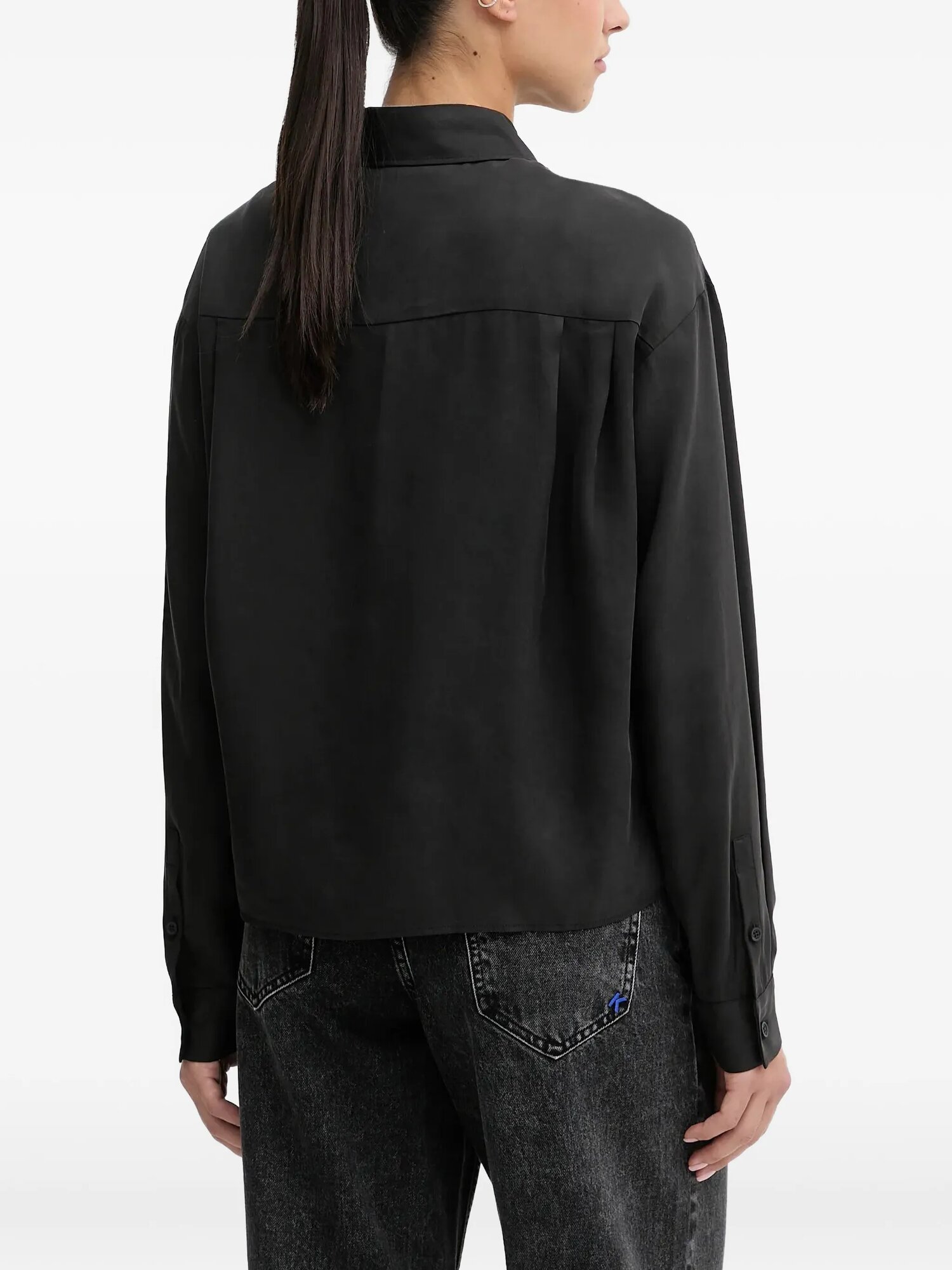 Рубашка KARL LAGERFELD JEANS Side-tie logo shirt, размер M, black / black — фото 1