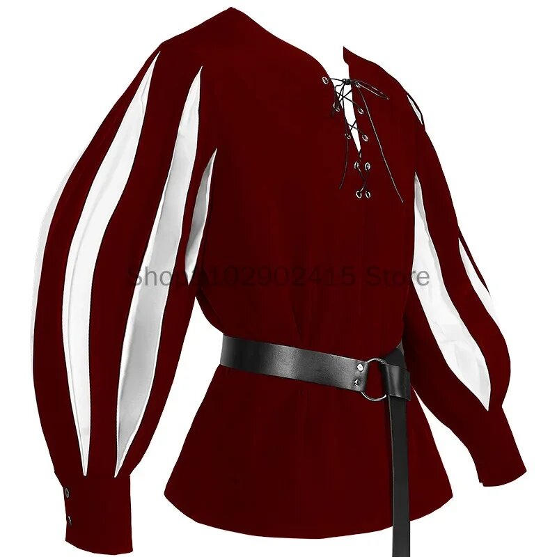 Мужской средневековый костюм туник воина WOZ7VN Бордовый, M, coat only