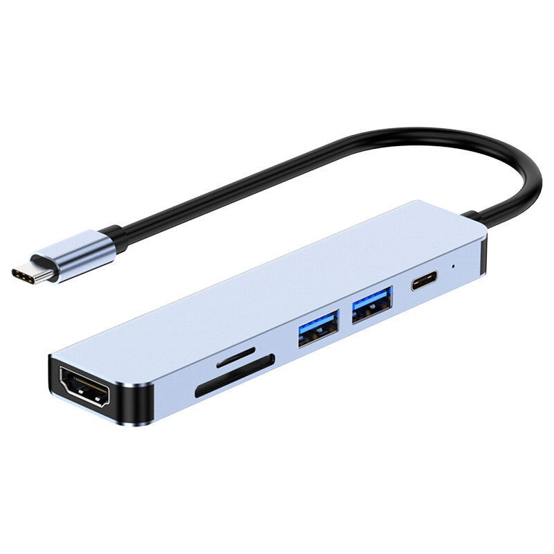 Хаб USB 3.0 7 в 1 для ноутбука Macbook. Переходник Type-C HDMI SD USB-A. Расширитель для ПК Apple с внешним питанием.