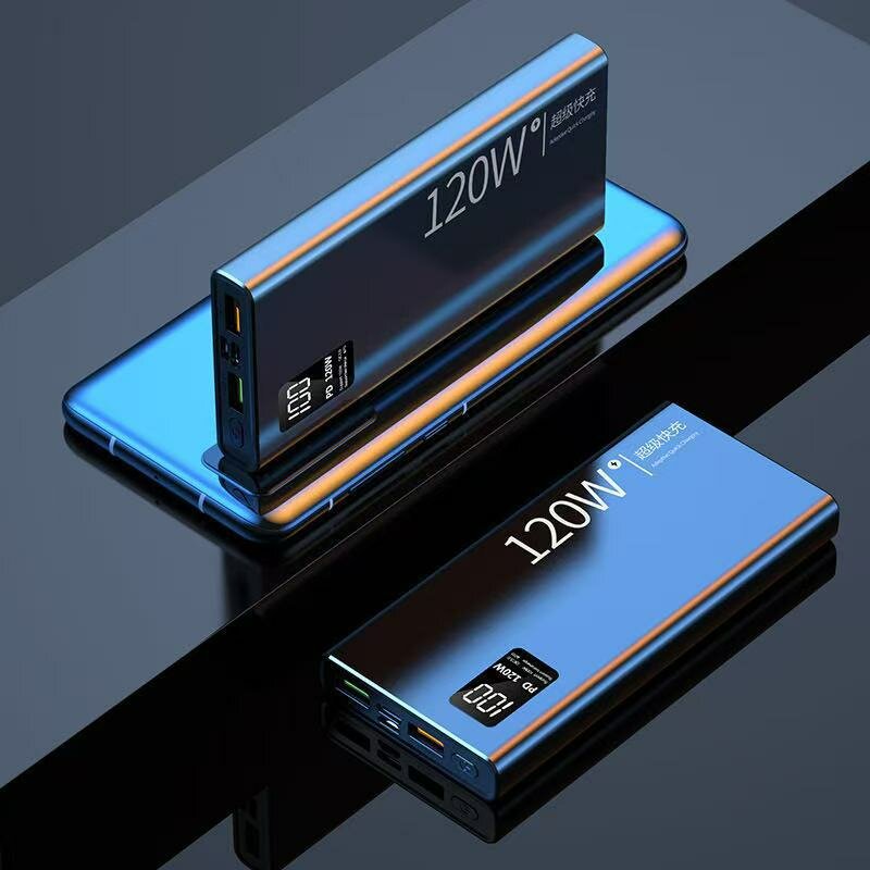 3C сертифицированный 120W супербыстрый зарядный power bank с ультра большой емкостью 30000mAh, цифровым дисплеем для кемпинга, индивидуальный мобильный источник питания