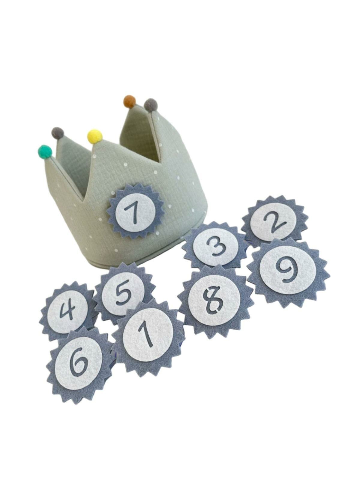 Реквизит для фотосъемки для детей, Хлопковая корона с номером, украшение на День рождения