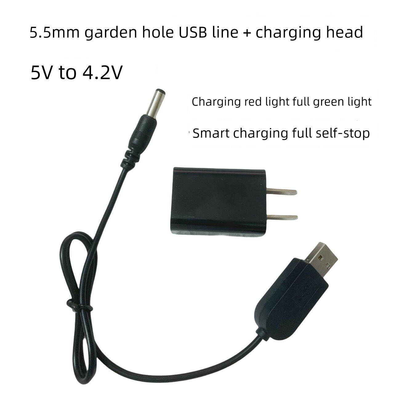Универсальный USB-кабель с круглым разъемом 5,5 мм и зарядным устройством, 4,2 В зарядки для фонарей с дисплеями