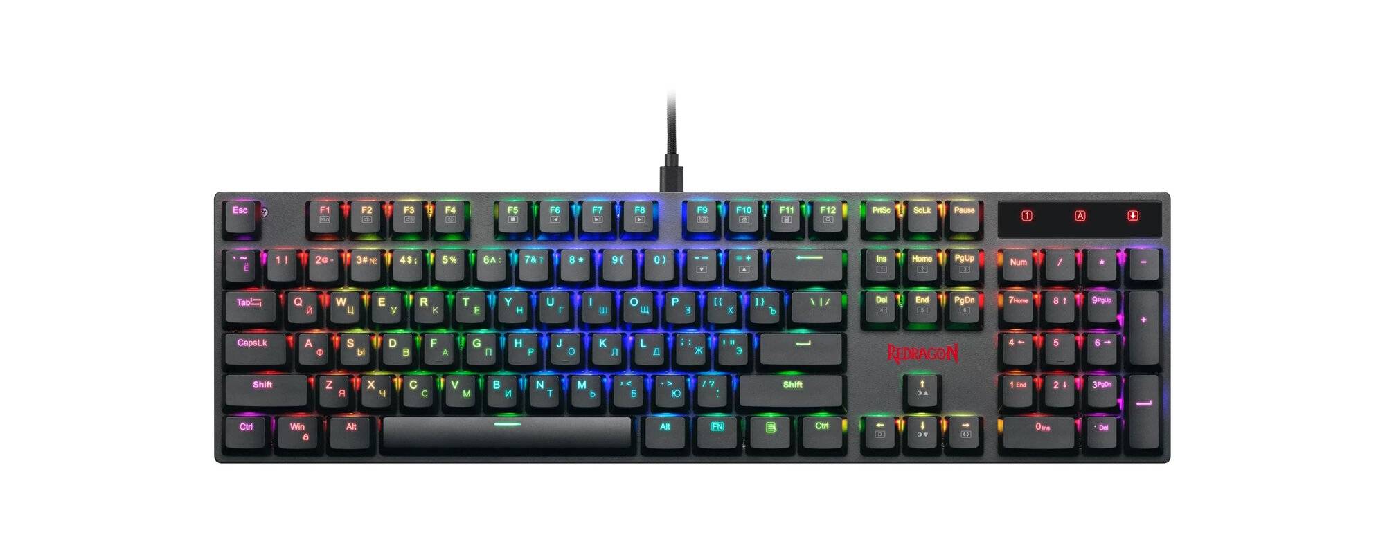 Клавиатура механическая Redragon Apas RU, RGB, черн, тонкая,104кн тихая (78118)