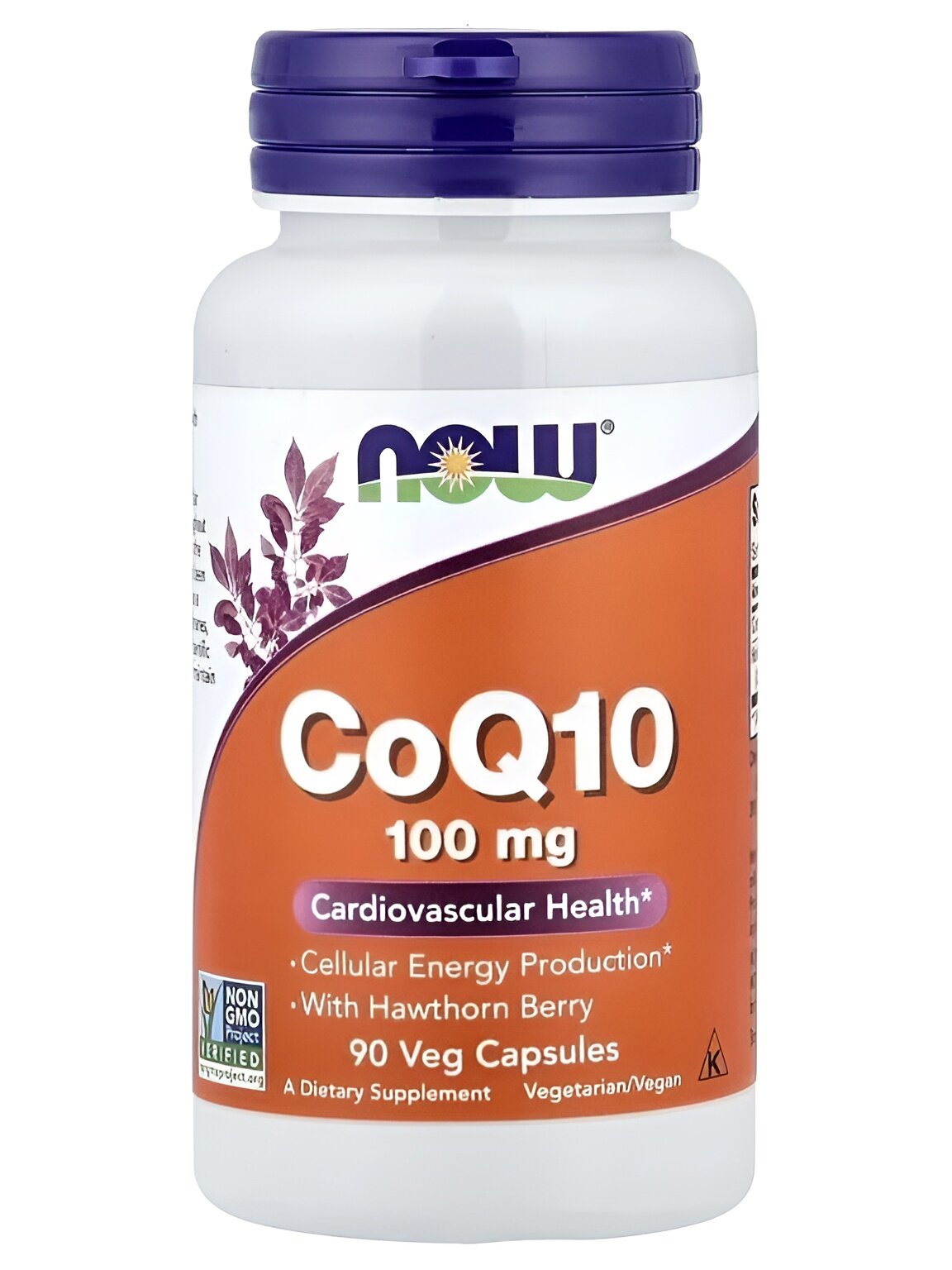 NOW Foods, CoQ10 с ягодами боярышника, 100 мг, 90 растительных капсул
