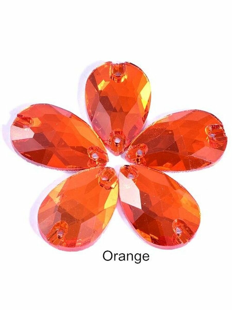 12 штук Orange Стеклянный ручной шов в форме капли для украшения упаковки одежды 17x28 мм