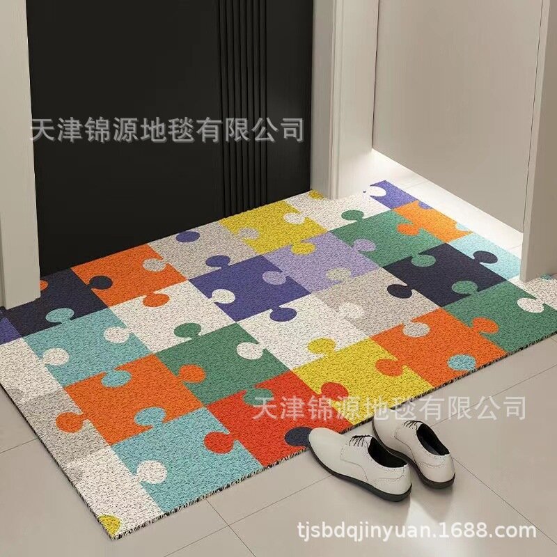 Шелковый круг сети красный ковер для входа в дверь коврик для дома, чтобы сшить высокий смысл Цветная головоломка_50*80