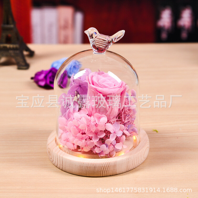 Сохраненный цветок, стеклянная крышка, прозрачный арочный верх, пылезащитный миниатюрный ландшафтный орнамент, фигурка, мягкая глиняная кукла, свеча, ручная работа