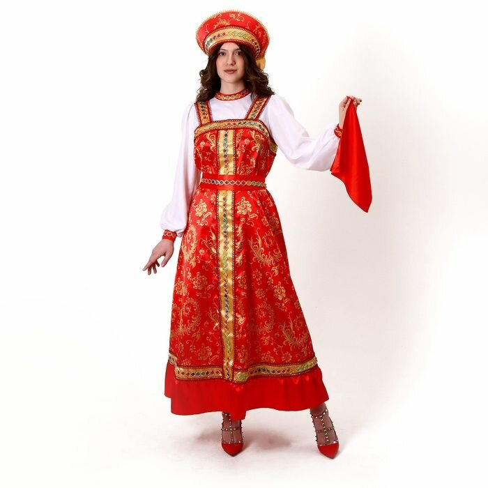 Карнавальный костюм Страна Карнавалия "Самоцветы": платье, кокошник, косынка в руку, размер 42-44