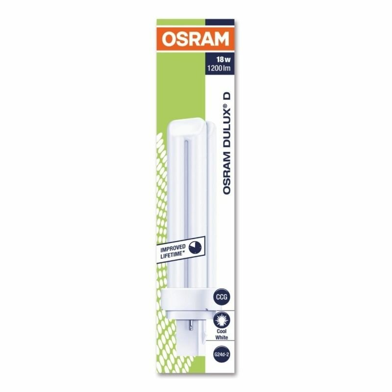 Лампа люминесцентная Osram компактная неинтегрированная CFL DULUX D, 18W/840 G24D-2 (4099854122958)