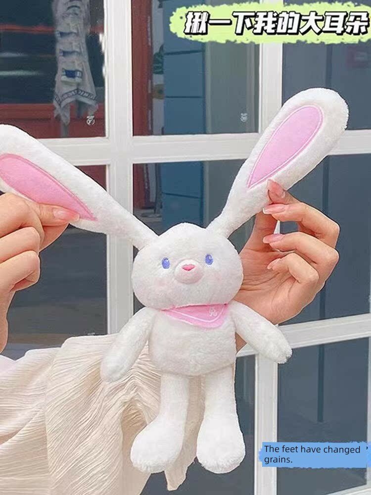 Плюшевая игрушка-кролик TikTok с выдвижными ушками и ножками, которые укорачиваются, для девочек и детей. white