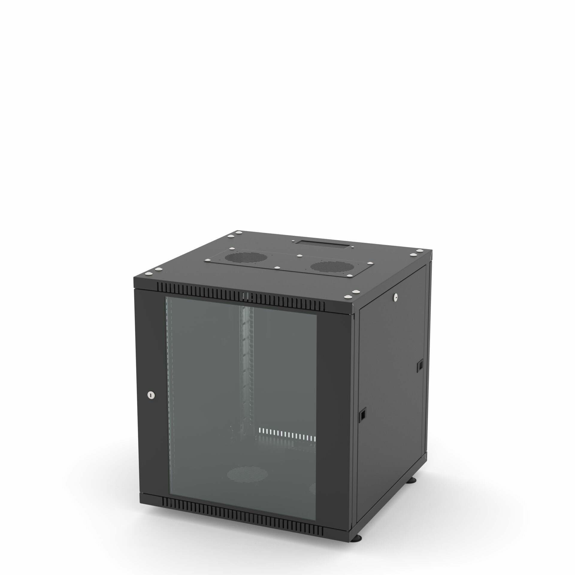 Шкаф Filum FL-NT-1266GM1M-BK, 19", 60 см x 60 см х 623 см, двери стекло/металл, черный