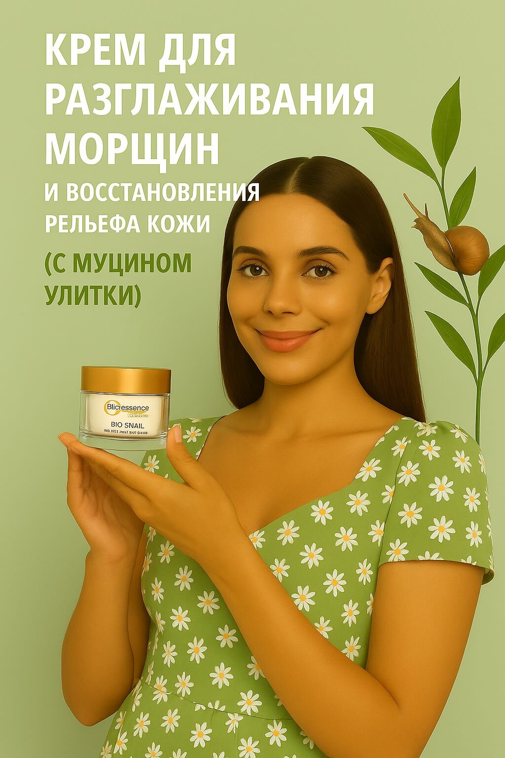 Крем для лица восстанавливающий Bio Essence увлажняющий, омолаживающий, антивозрастной с коллагеном, витаминами А, С, Е и муцином улитки для всех типов кожи, 50 мл