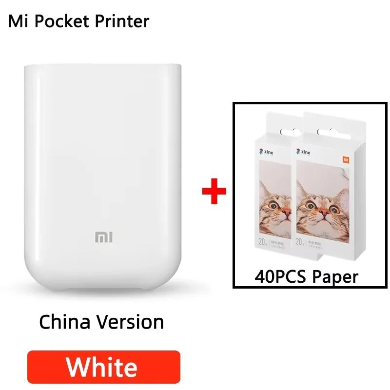 Xiaomi Mi Портативный карманный принтер Printer add 40pcs