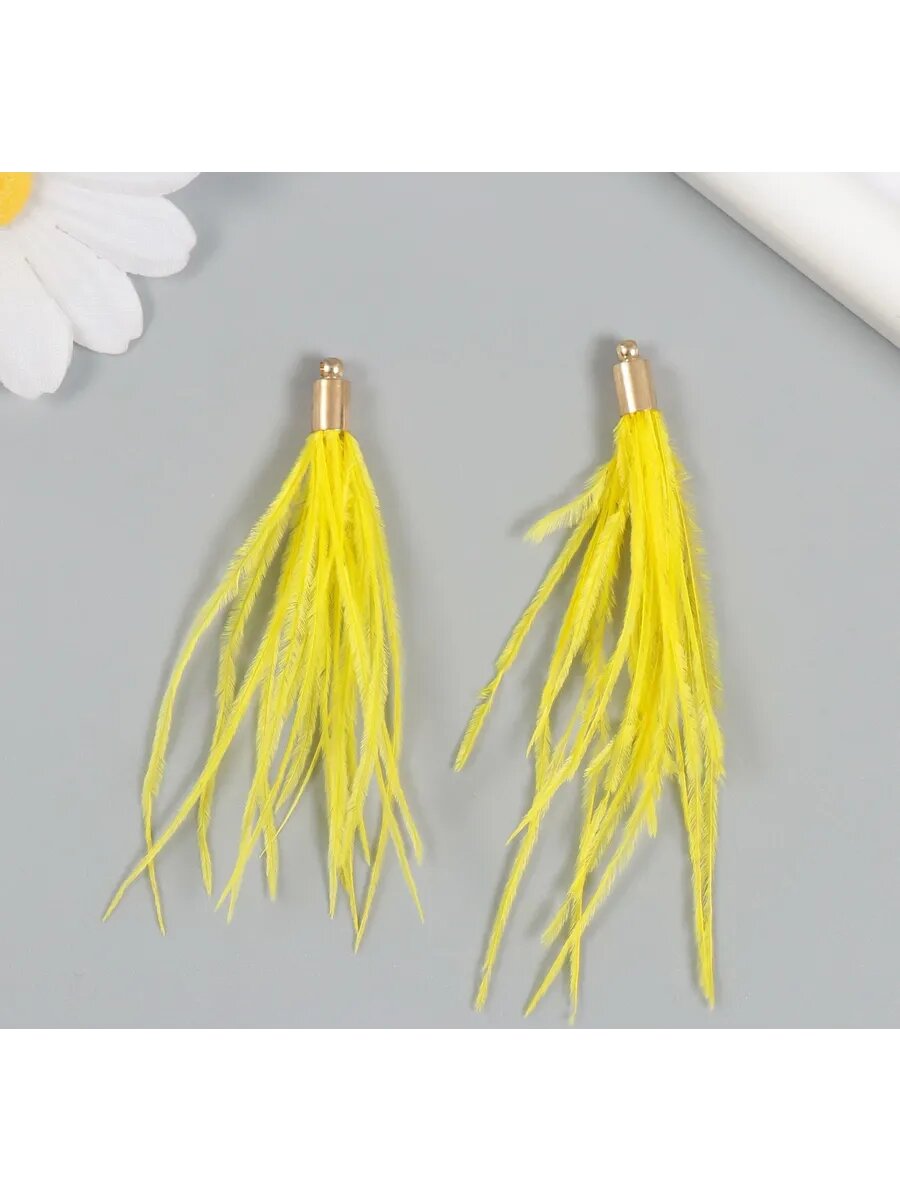 Декор для творчества перо "Кисть Страус" 2 шт 9х0,5 см