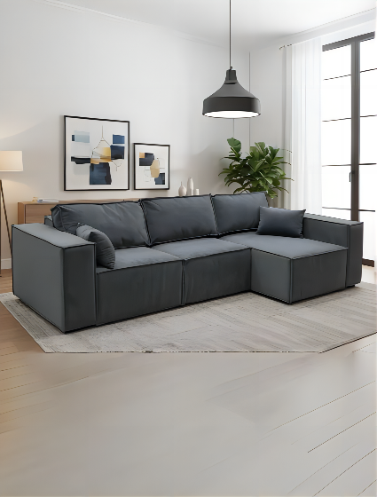 POOH Диван-кровать угловой Лофт(Норд ) velour Grafit, 292х156х88см еврокнижка Правый