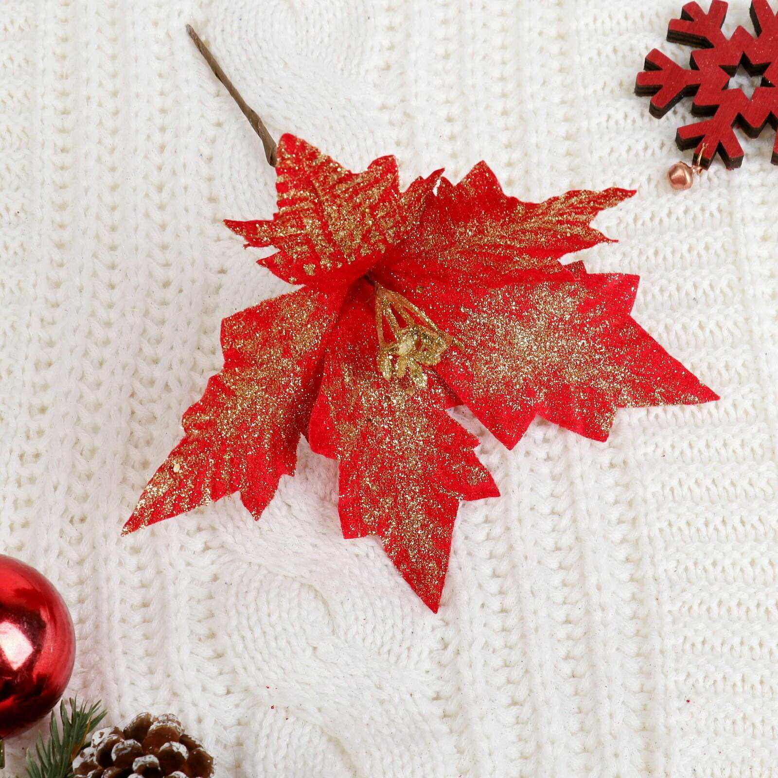 Декор "Блеск", резной цветок,19x15 см, красный, вид: декор, материал цветка: пластик