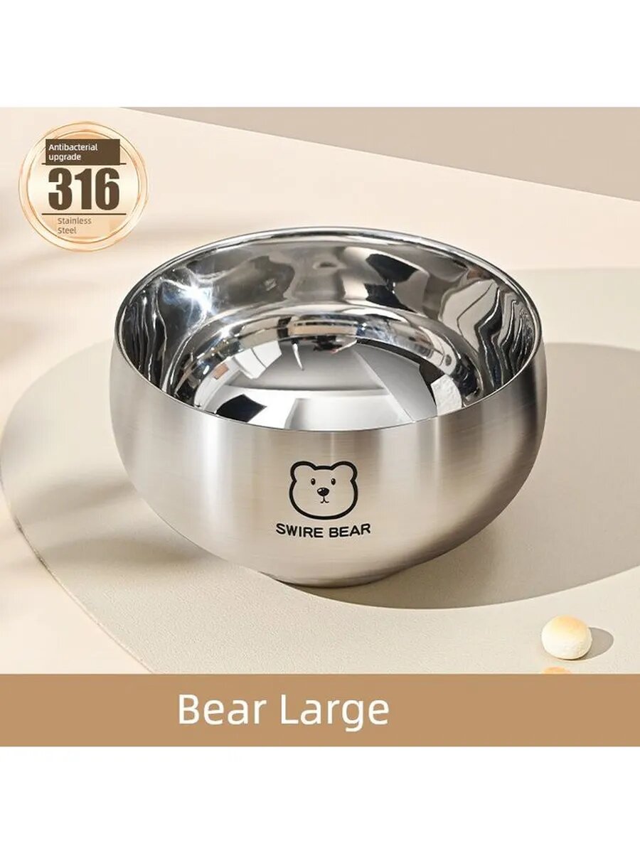 Детская миска (Круглая, медведь, 550 мл, сталь 316L)