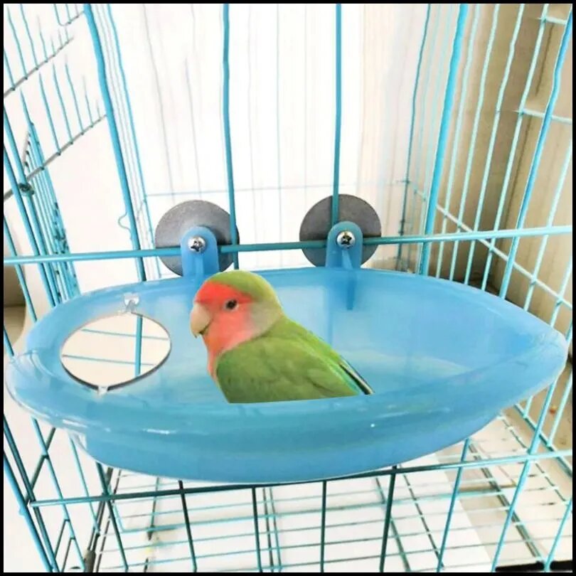 Ванна для птиц с зеркальной игрушкой для маленькой кормушки для ванны с попугаем