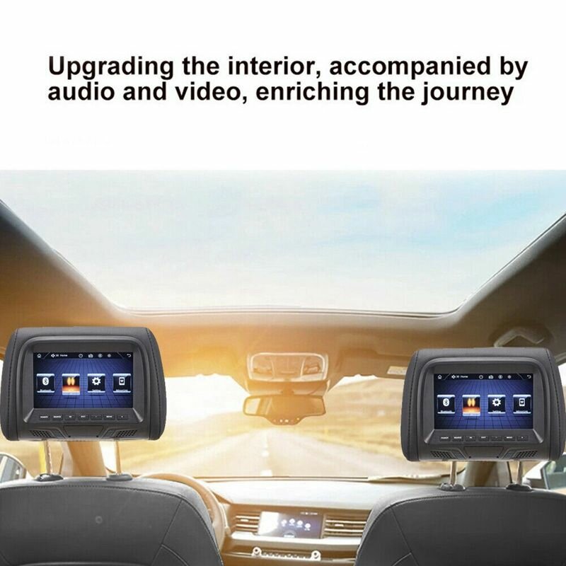 7-дюймовый автомобильный монитор в подголовник MP5 AV/USB/SD Bluetooth FM, черный, с пультом, регулировка 13-18 см