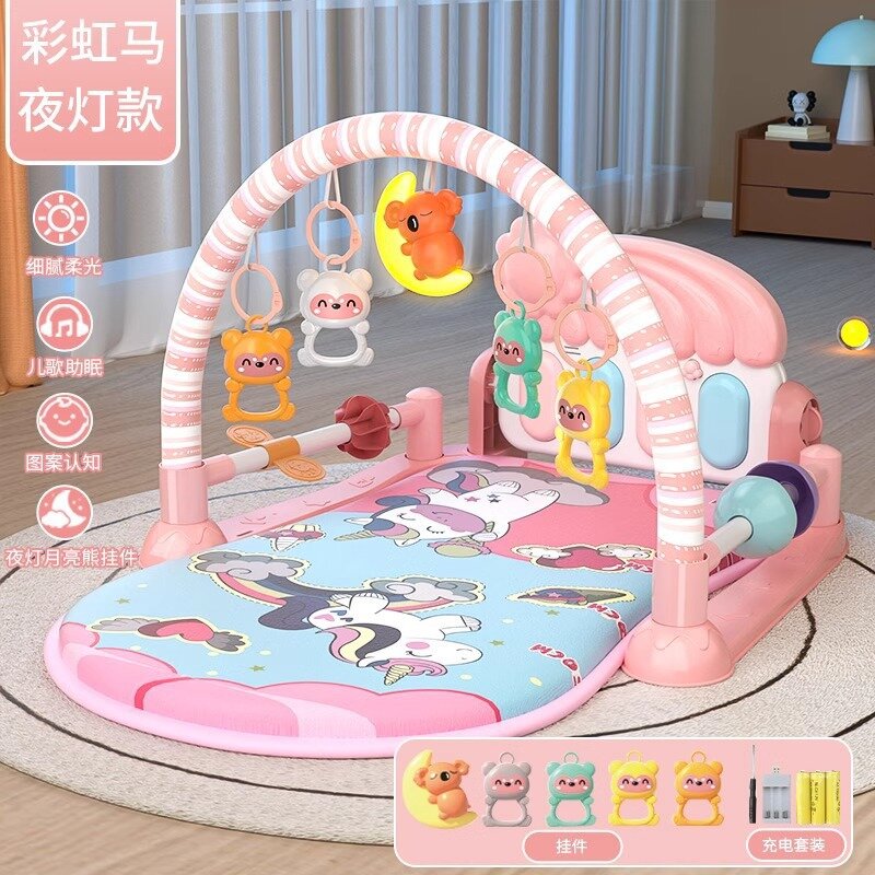 Детская фитнес-стойка с музыкальной педалью, игрушка для новорожденных 0-36 месяцев, пианино, игровой коврик, горячие продажи за рубежом