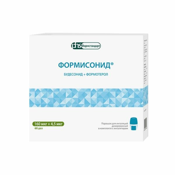 Формисонид порошок для ингаляций дозированный блистер в ингаляторе 160мкг+4,5мкг 60шт