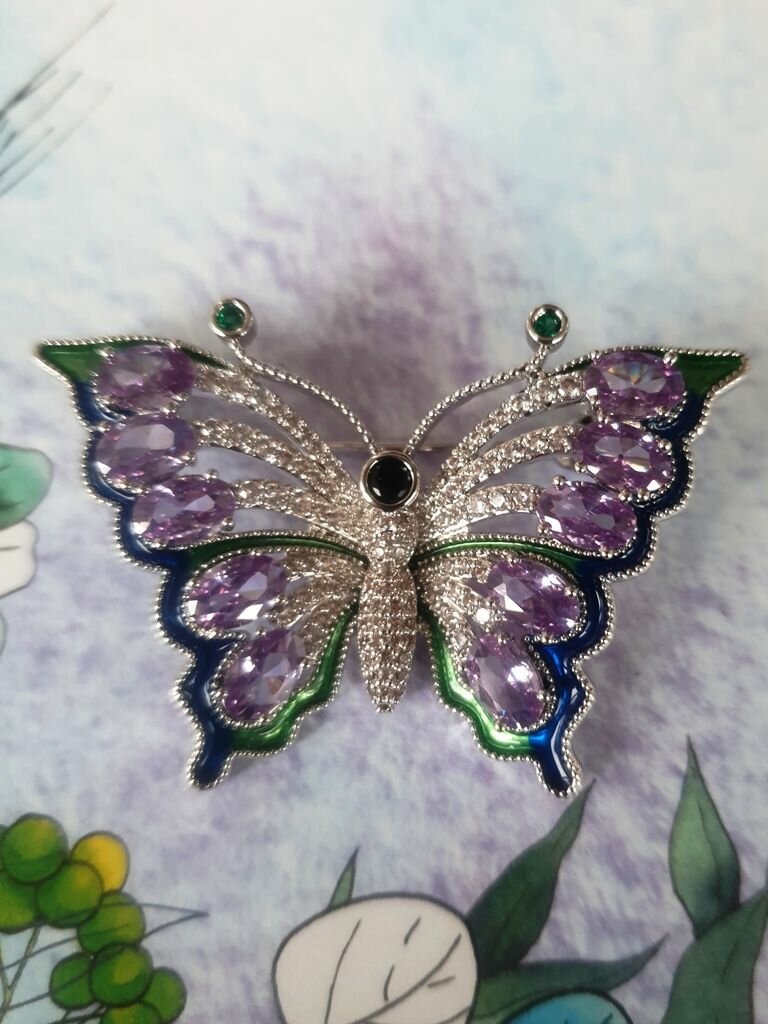 Брошь, фианит, стразы