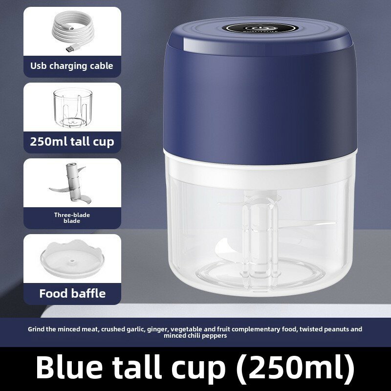 Маленький беспроводной электрический дробилка чеснока клей чесноковая машина очиститель чеснока пресс для чеснока кухонный бытовой (чистильщик чеснока 250ML синий) для переграничной торговли