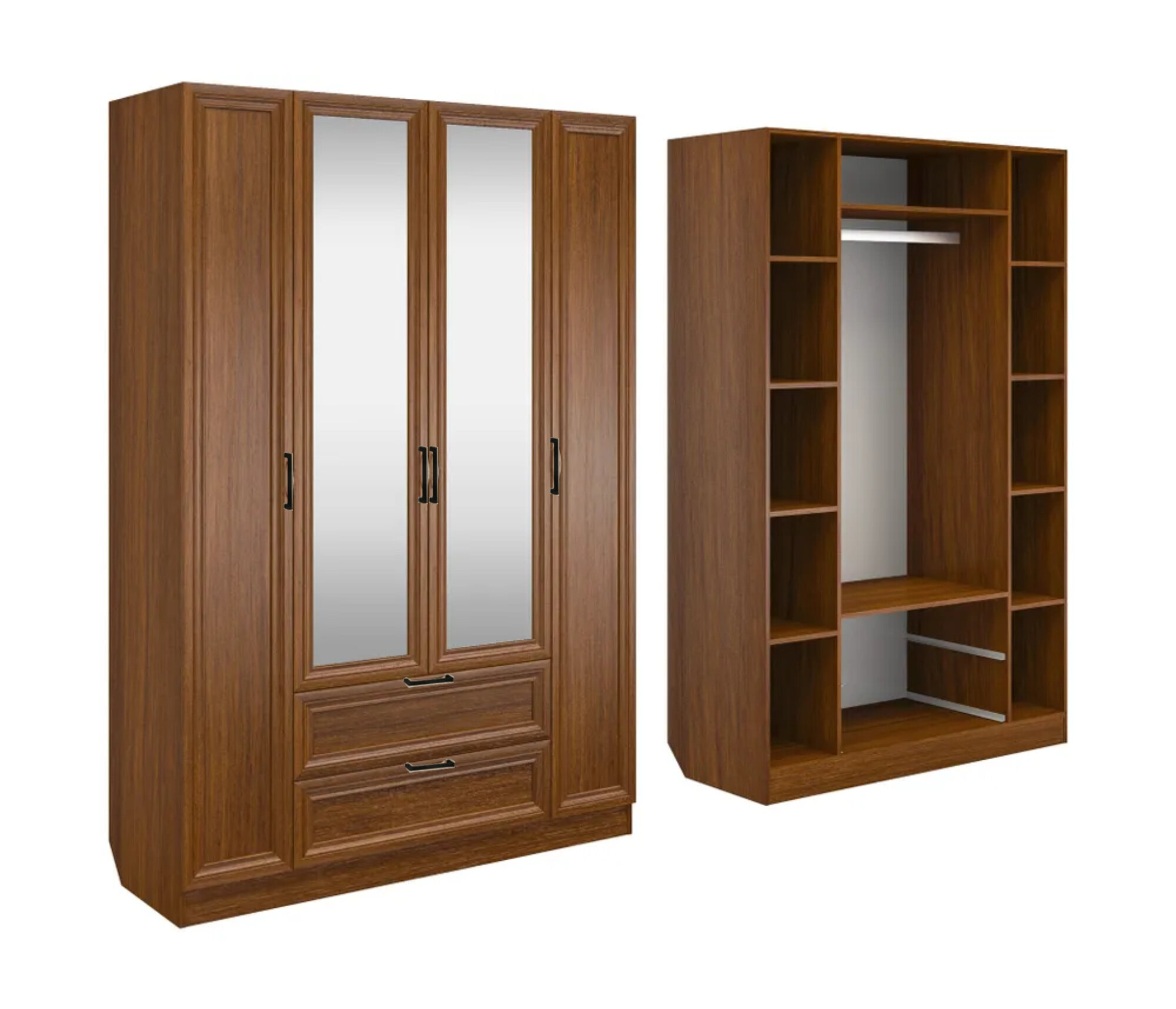 Шкаф распашной, Шкаф для одежы, гардероб 140/210/52 ШК-4/5 Орех