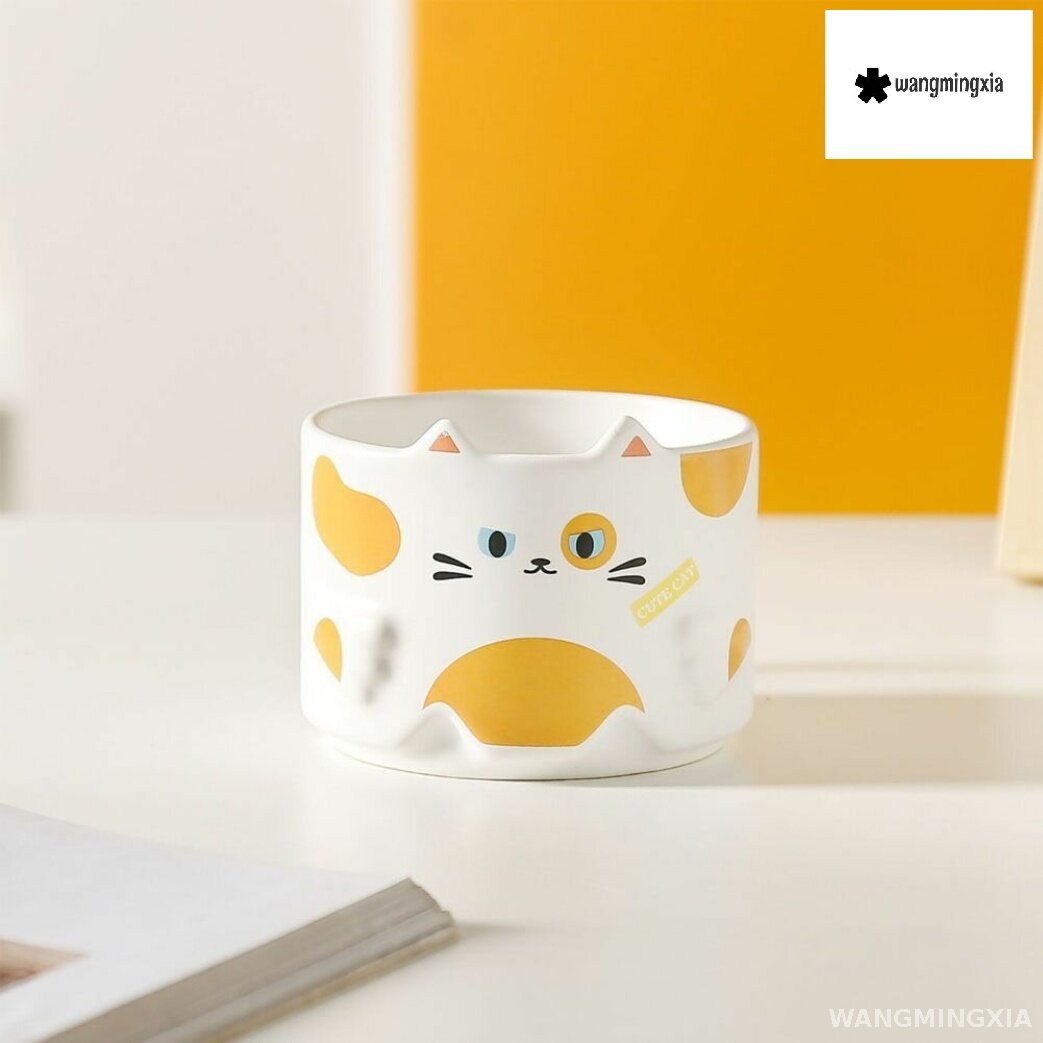 Стопка керамических кружек "SG Cat", для кофе и питья, мультяшный принт