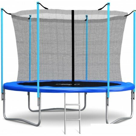 Батут Atlas Sport 252 см - 8ft (с лестницей, внутренняя сетка, синий)