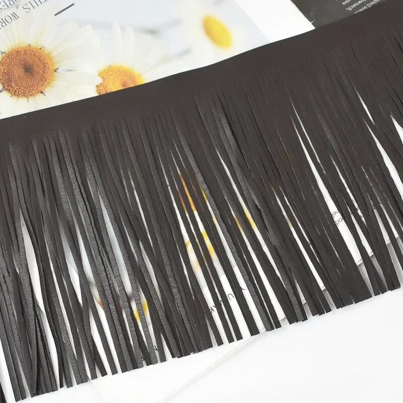 Бархатная бахрома из искусственной кожи Meetee 2 м Черный, 30cmX3mm, TF207-Coffee