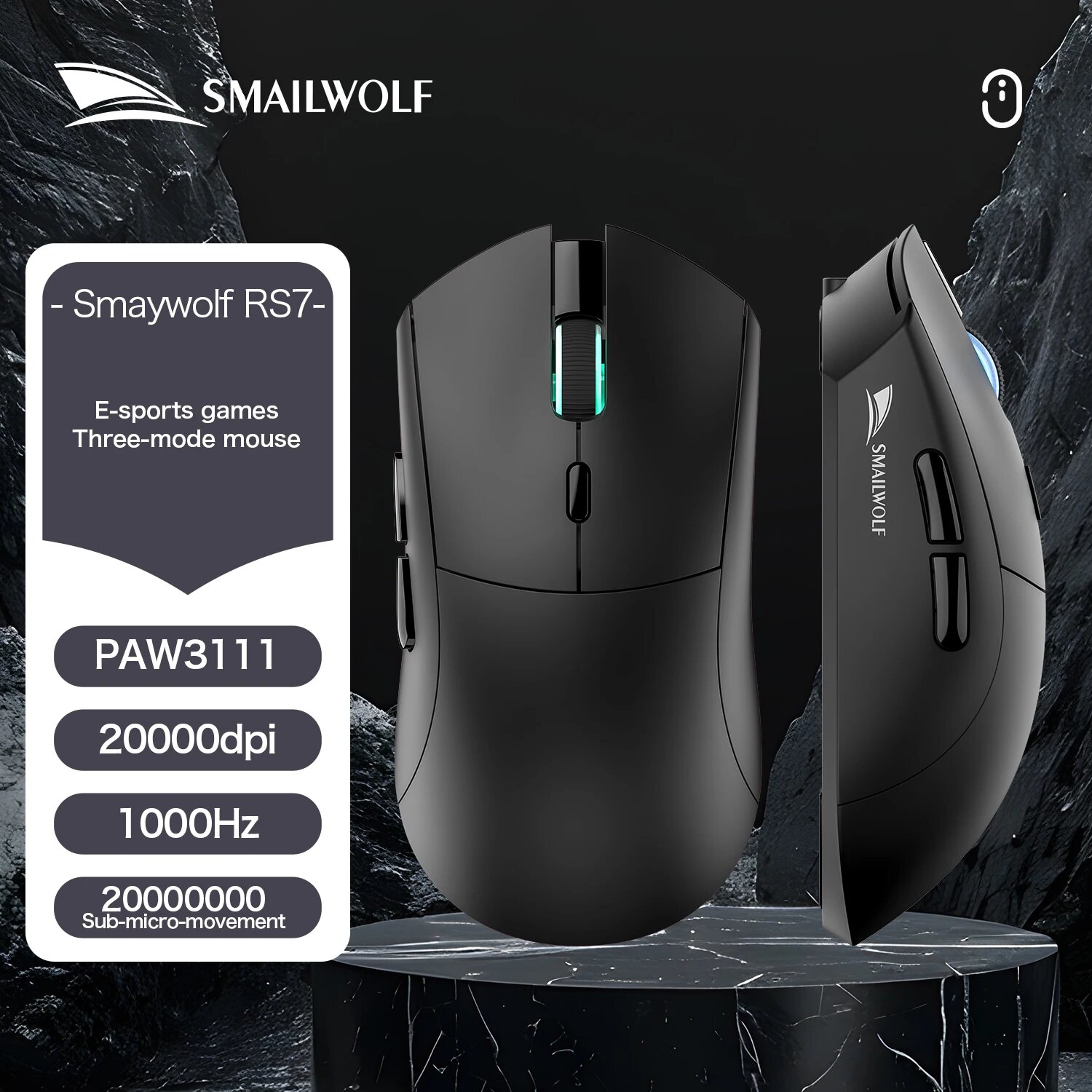 Игровая мышь SMAILWOLF RS7 Black беспроводная