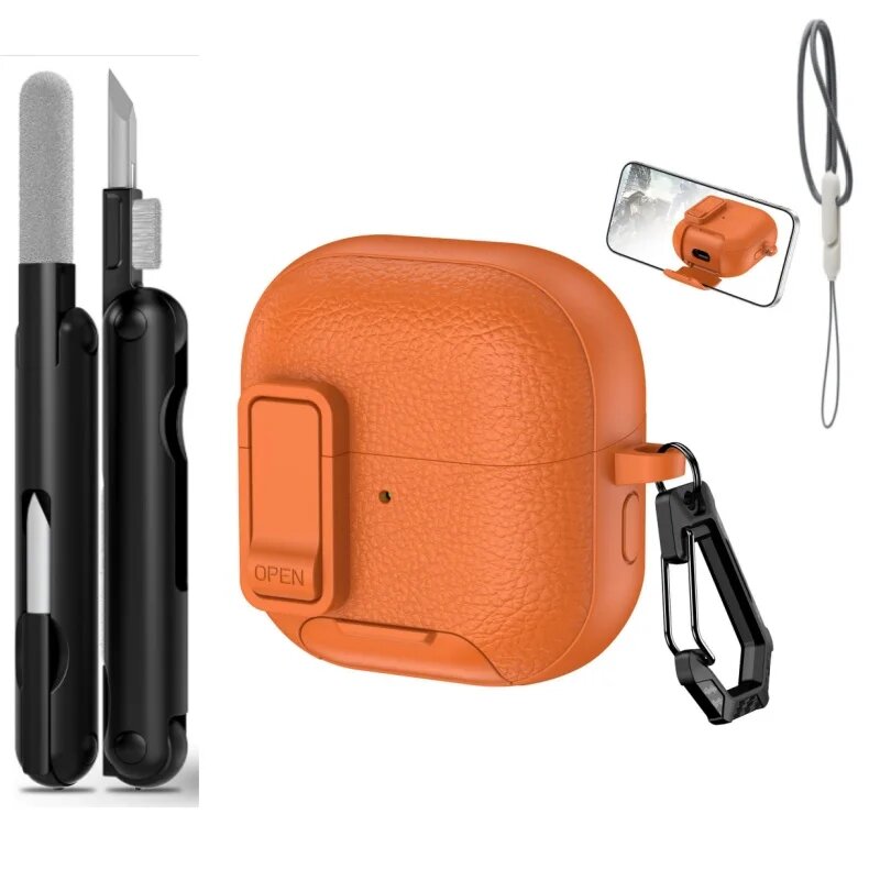 Простой кожаный защитный чехол с кронштейном переключателя, новый чехол для Huawei Free Clip 2 (2025), аксессуары для наушников для Huawei Freeclip2