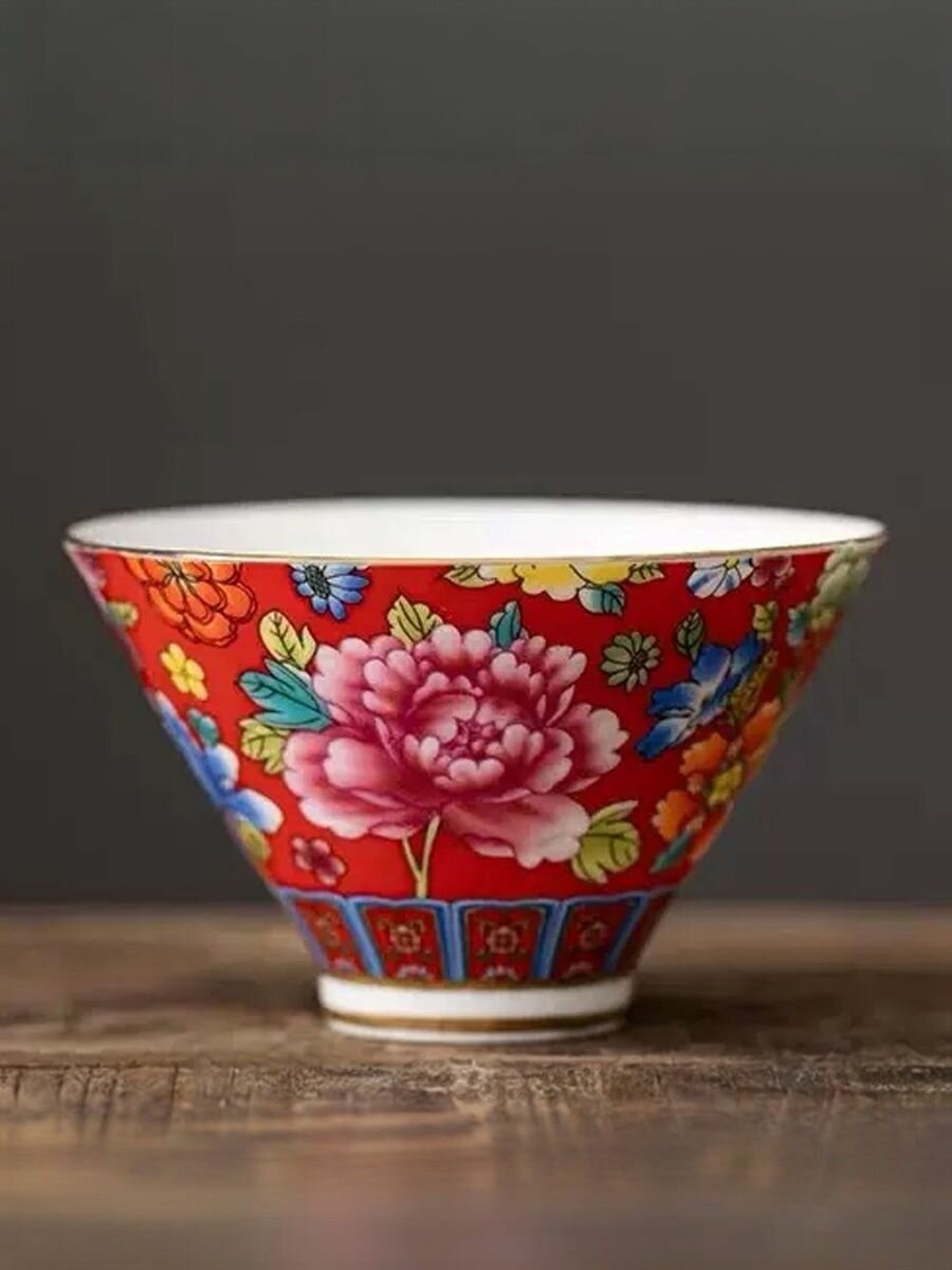 Пиала "Осень" Бахуа 55 мл для традиционного китайского чаепития. Пиала фарфор для китайской чайной церемонии