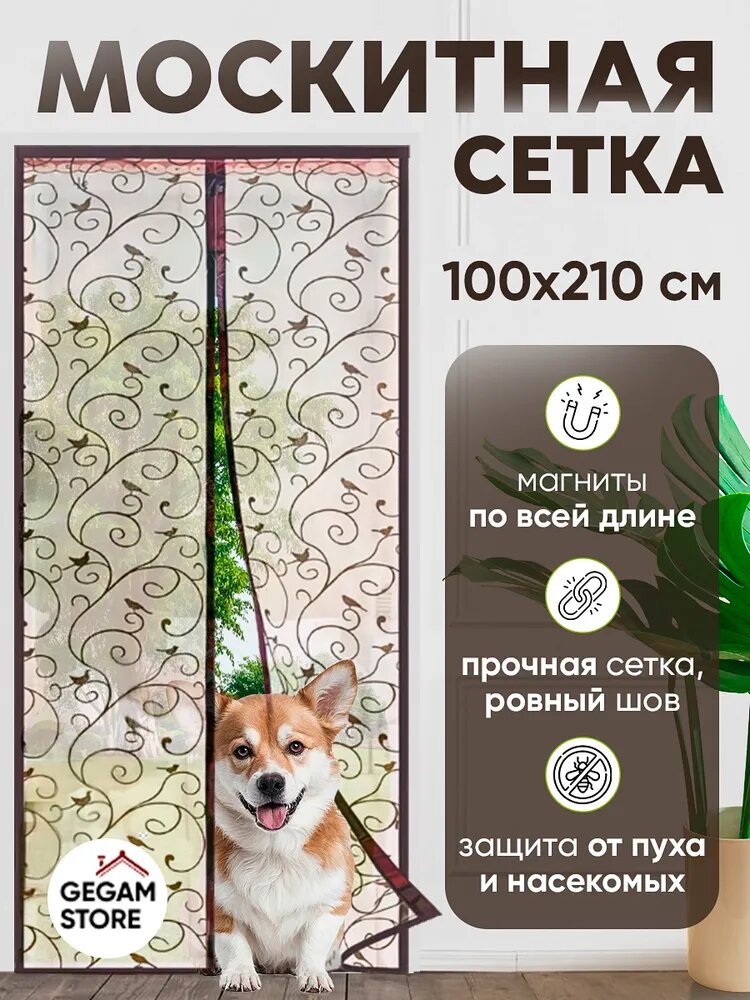 Москитная сетка на дверь на магнитах раздвижная