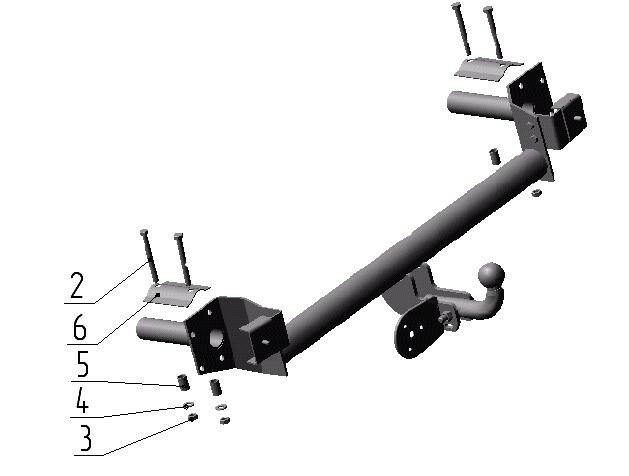 Фаркоп для ВАЗ 2115 2000-2012 Тип шара: A. Нагрузки: 800/50 кг, VAZ-45