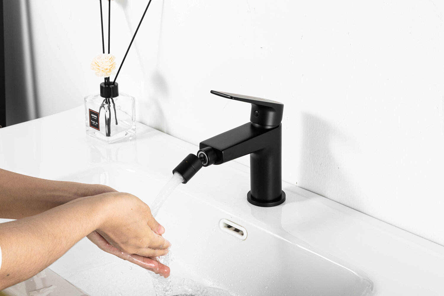 Смеситель Faop A5008-6, для биде, чёрный, латунный, с керамическим картриджем