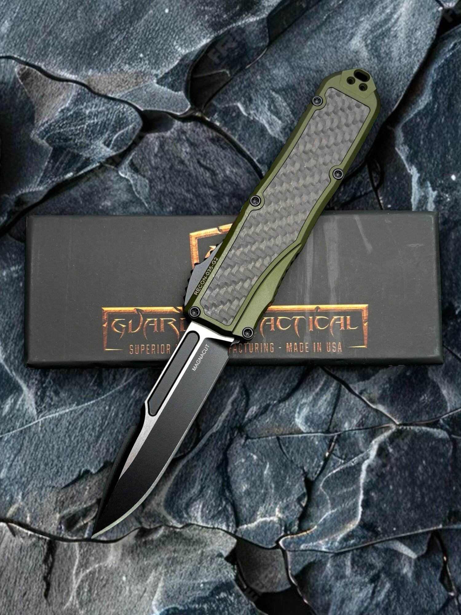 Складной нож Guardian Tactical Recon 035 G2 OD Green, Carbon Fiber Inlay, Two-Tone Black S/E, 92211OD