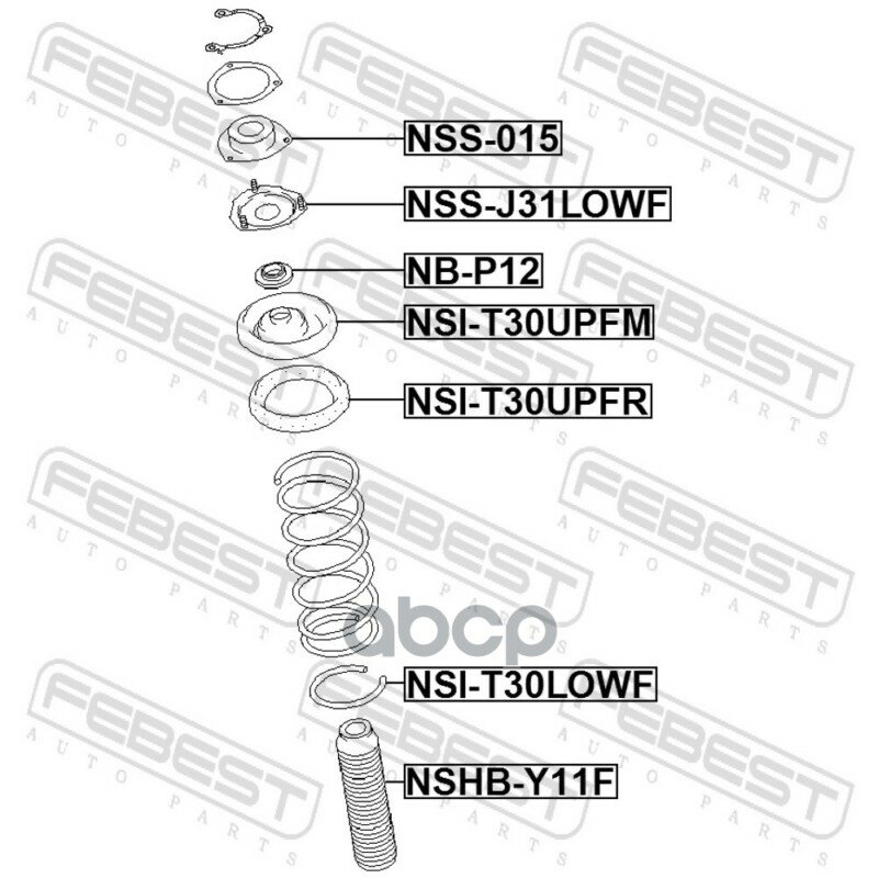 Проставка пружины NISSAN X-TRAIL T30 01-13 пер. верхн. Febest арт. NSIT30UPFR