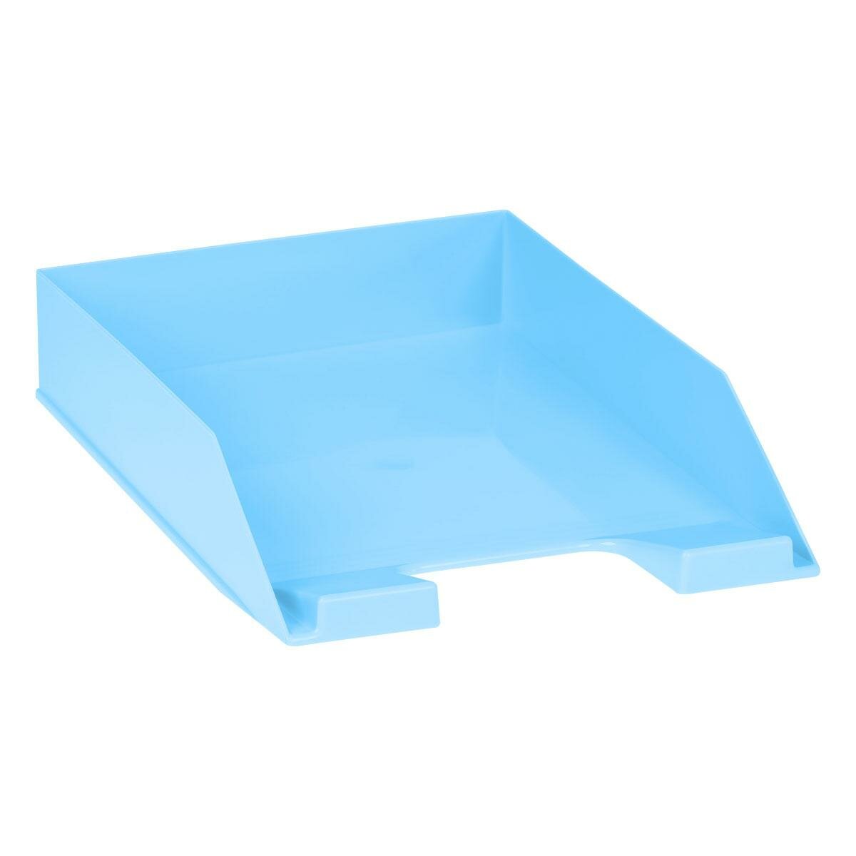 Горизонтальный лоток для бумаг «Фаворит» голубой, А4, 67*340*255 мм, вместительный и прочный