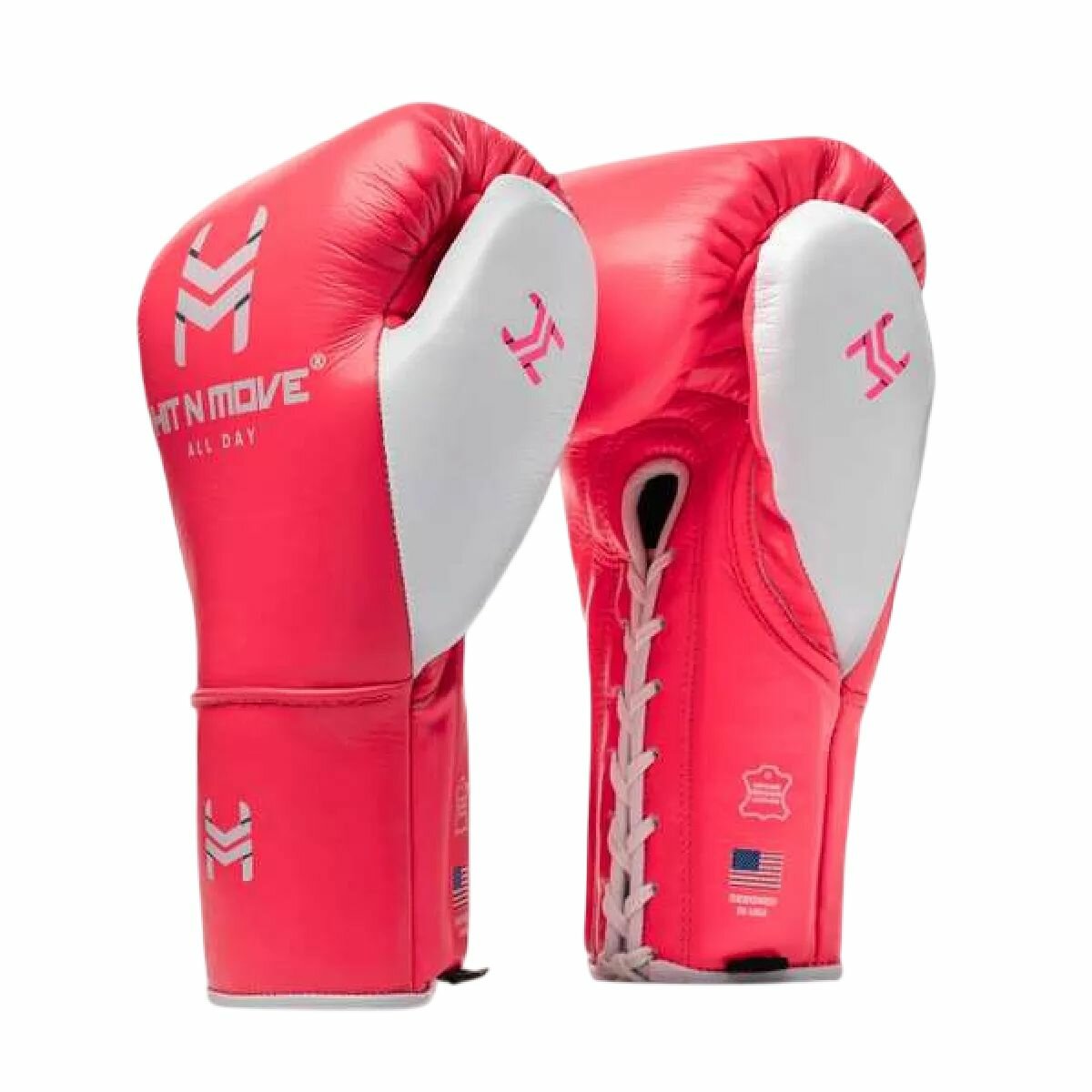 Перчатки боксерские HIT N MOVE ALL DAY Pro Agility Gloves (Lace Up), 14 унций, розовые